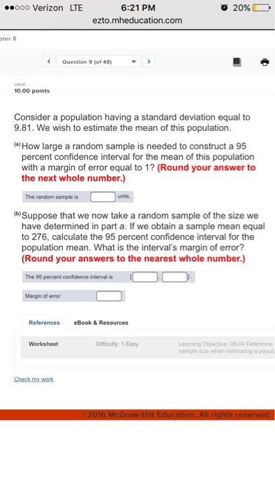 Solved Consider a population having a standard deviation | Chegg.com