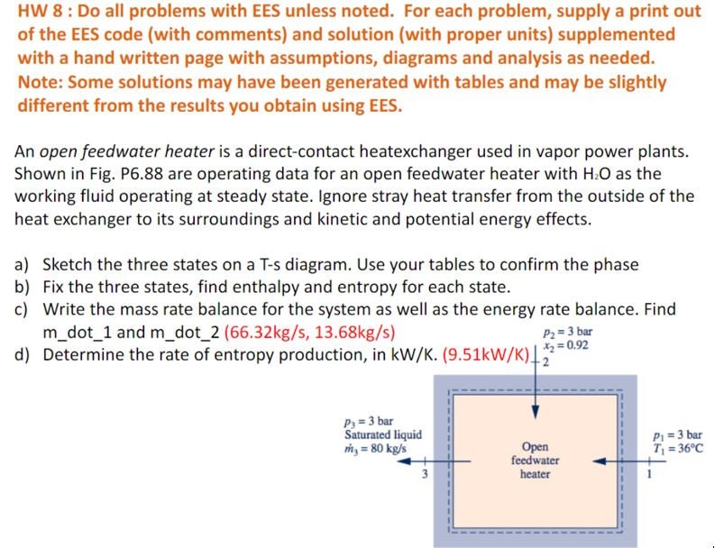 Solved HW 8: Do all problems with EES unless noted. For each | Chegg.com