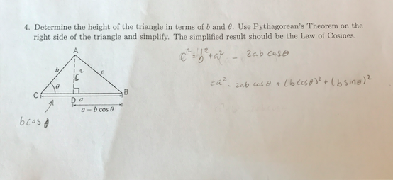 Solved Determine the height of the triangle in terms of b | Chegg.com