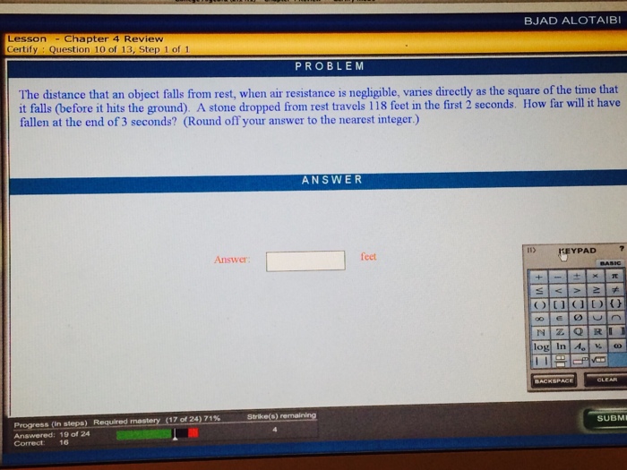Solved PROBLEM The distance that an object falls from rest, | Chegg.com