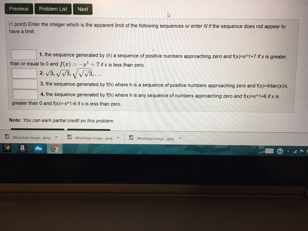 Solved Enter the integer which is the apparent limit of the | Chegg.com