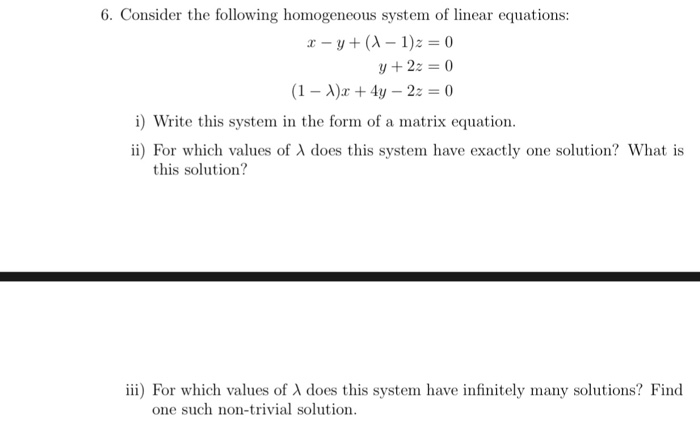 Solved Consider the following homogeneous system of linear | Chegg.com