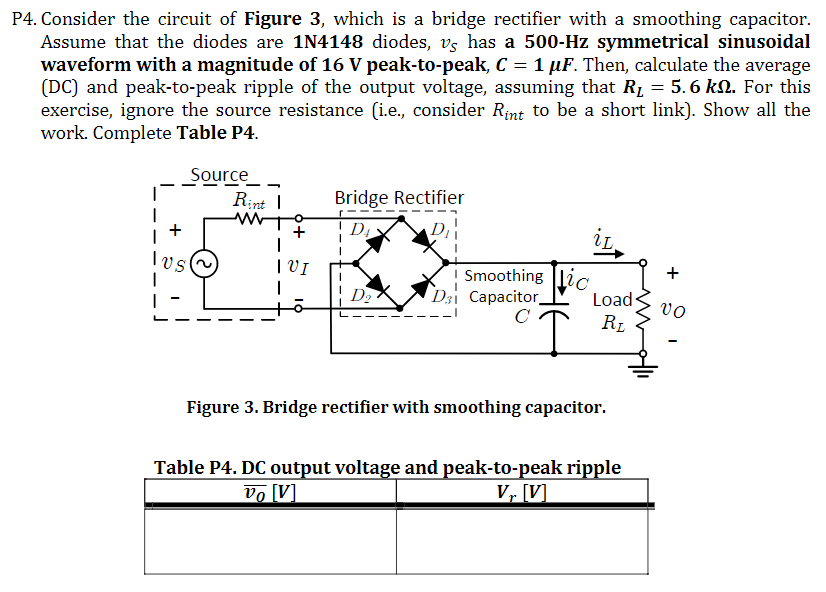 Bridge rectifier smoothing capacitor