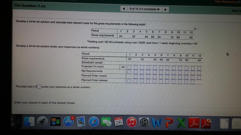 Solved Develop a lot-for-lot solution and calculate total | Chegg.com