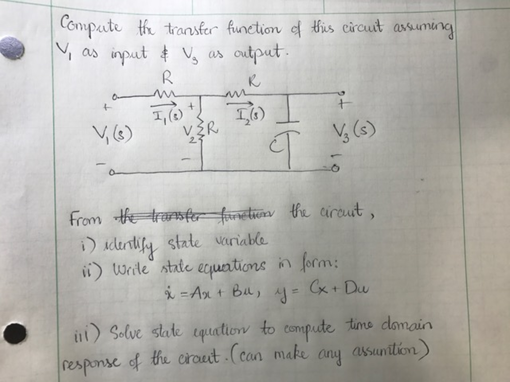 Solved Compute the transfer function of this circuit | Chegg.com