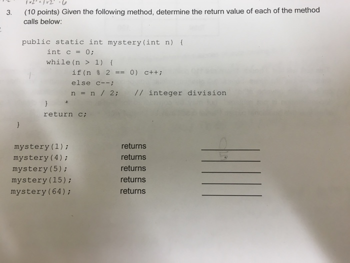 Solved Java: determine the return value of each of the | Chegg.com