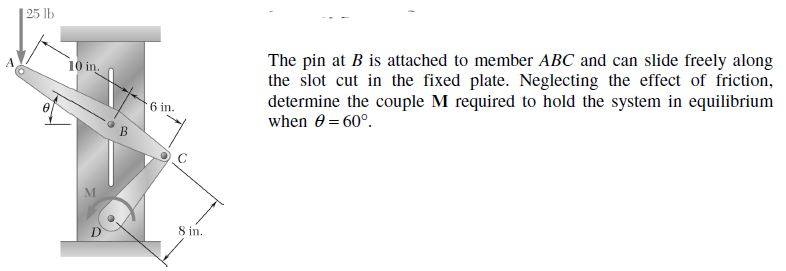 Solved The pin at B is attached to member ABC and can slide | Chegg.com