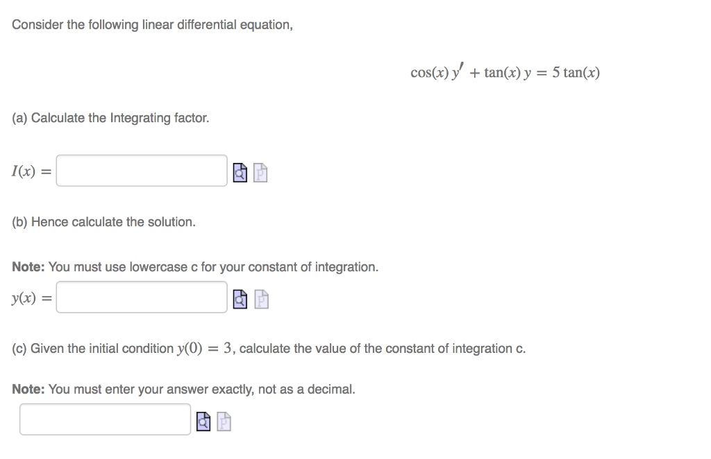 Solved Consider the following linear differential equation, | Chegg.com