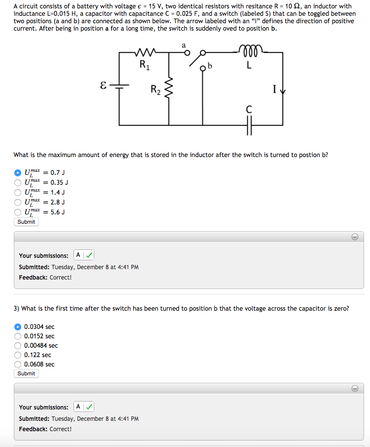Solved A circuit consists of a battery with voltage epsilon | Chegg.com