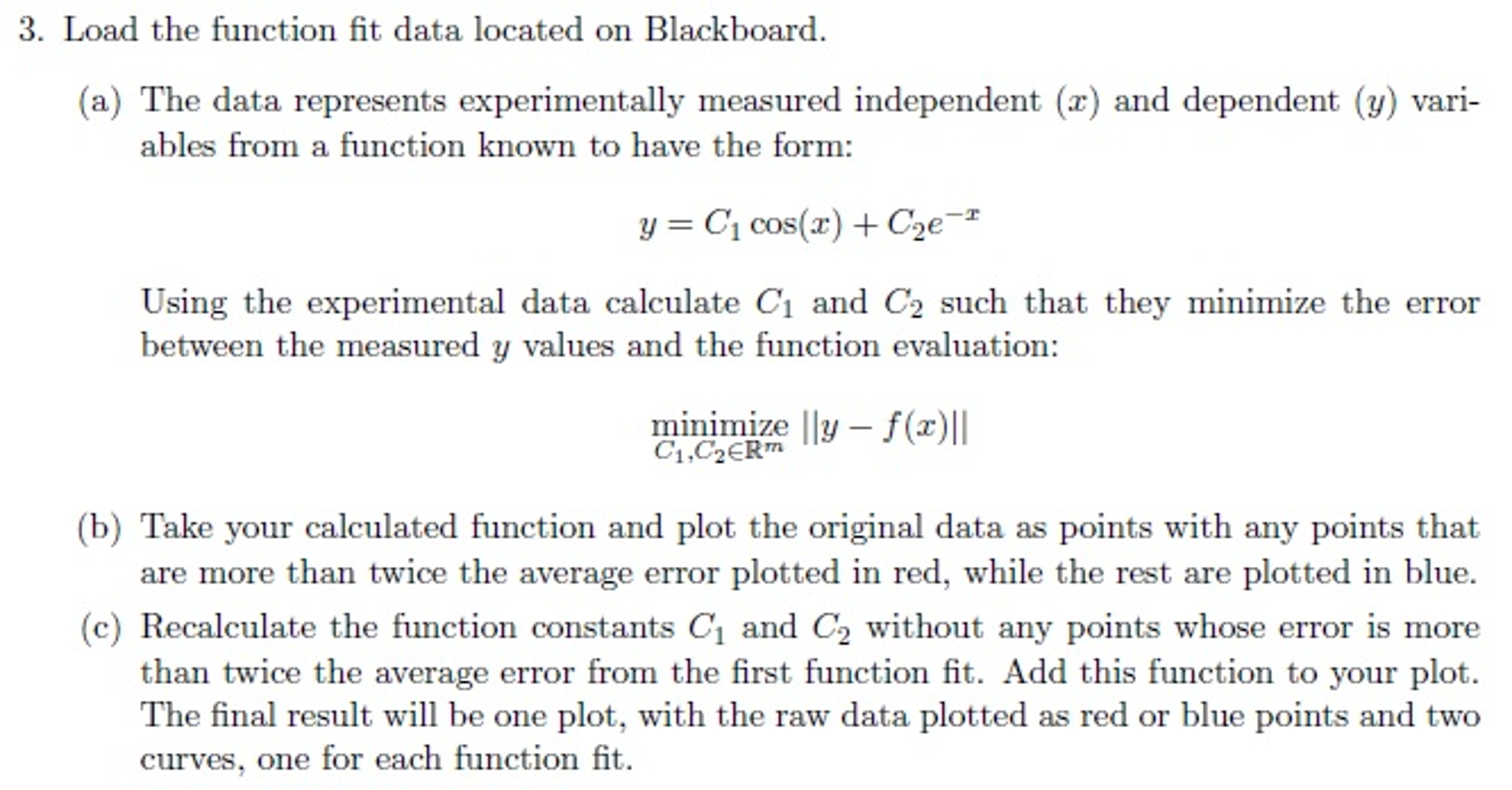 Load the function fit data located on Blackboard. | Chegg.com