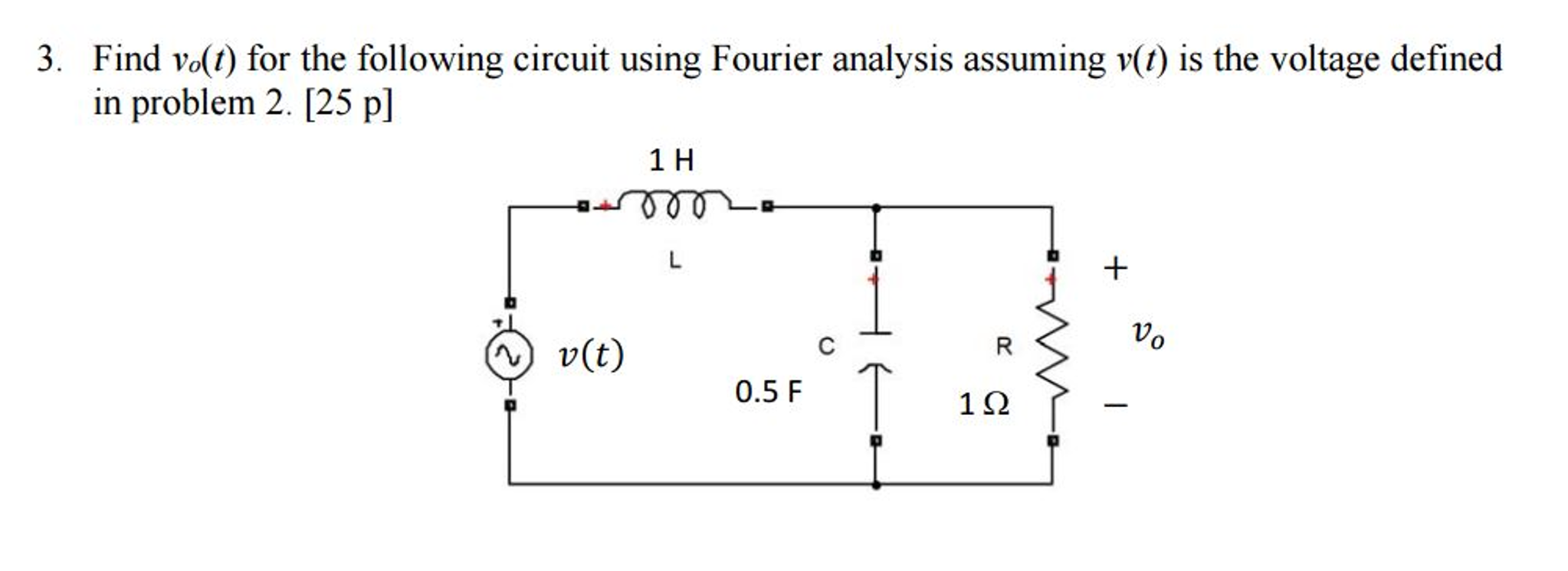 Solved Find v_o (t) for the following circuit using Fourier | Chegg.com