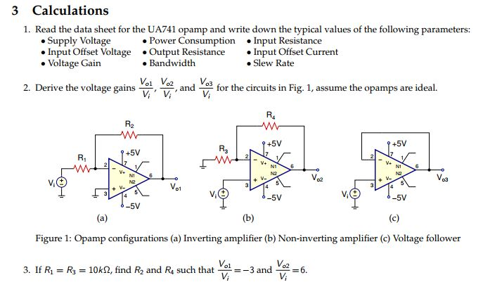 Solved 3 Calculations 1 Read The Data Sheet For The Ua741