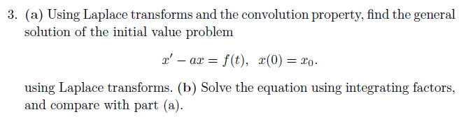Using Laplace transforms and the convolution | Chegg.com