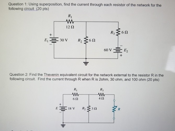 Solved Question 1: Using superposition, find the current | Chegg.com