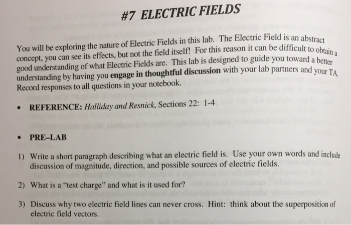 Solved You will be exploring the nature of Electric Fields | Chegg.com