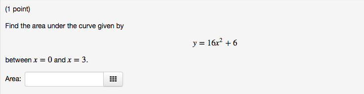 (1 point) Find the area under the curve given by | Chegg.com