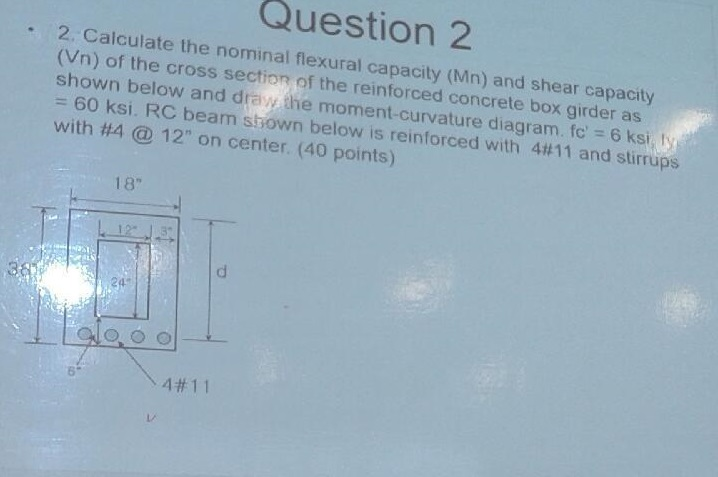 Solved Question 2 2. Calculate the nominal flexural capacity | Chegg.com