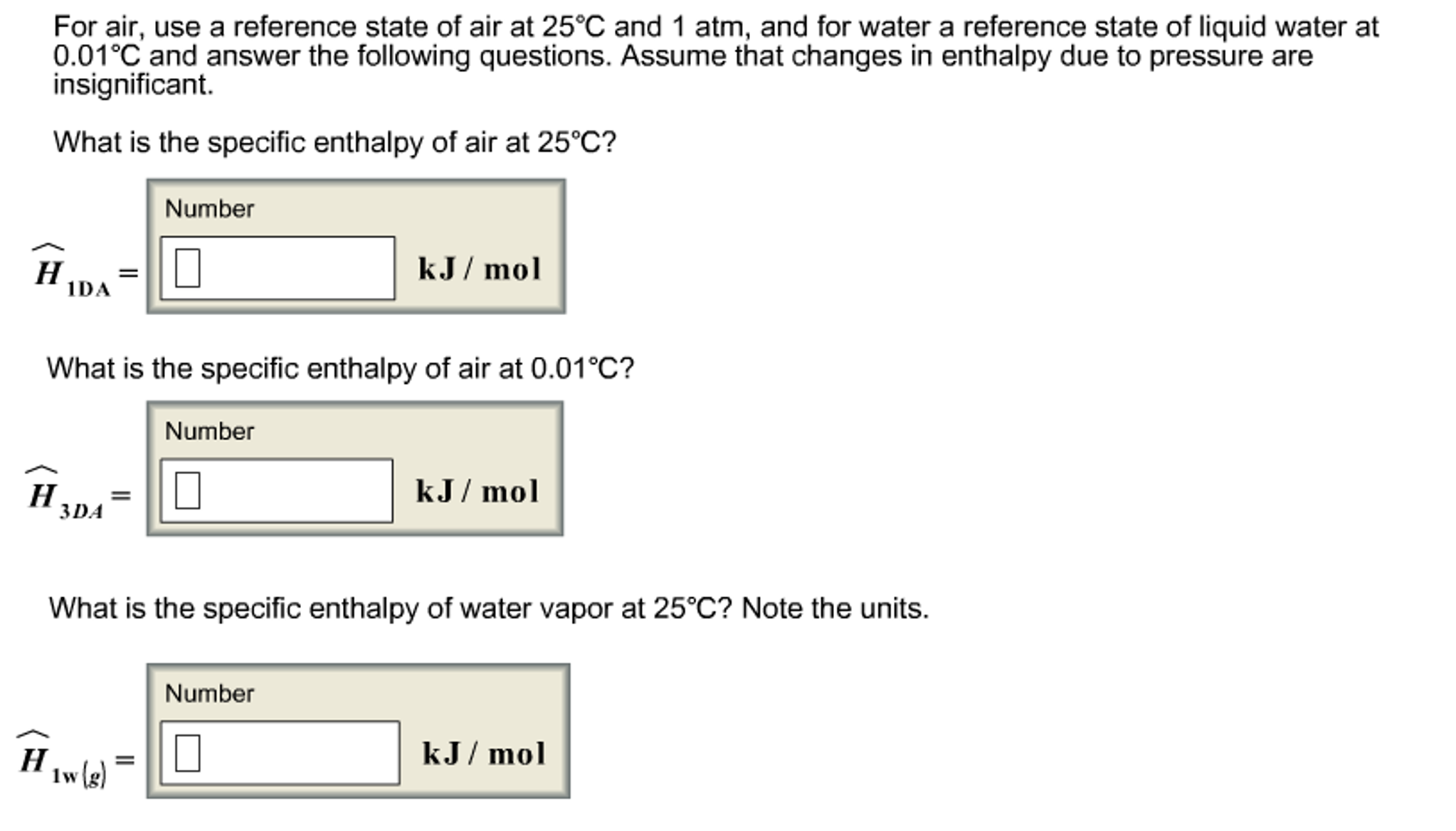 For air, use a reference state of air at 25 degree C | Chegg.com