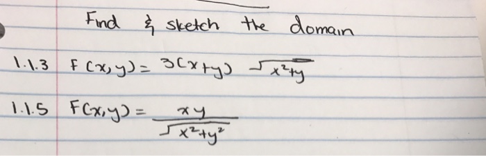 Solved Find sketch the domain f (x, y) = 3 (x + y) | Chegg.com