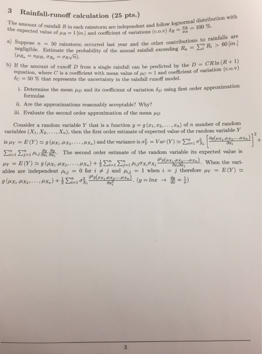 Solved The amount of rainfall R in each rainstorm are | Chegg.com