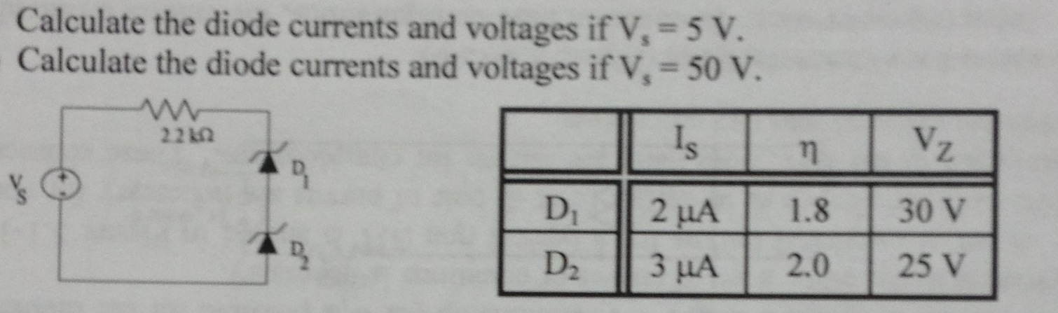 Solved: Calculate The Diode Currents And Voltages If Vs = ... | Chegg.com Solved: Calculate The Diode Currents And Voltages If Vs = ... | Chegg.com