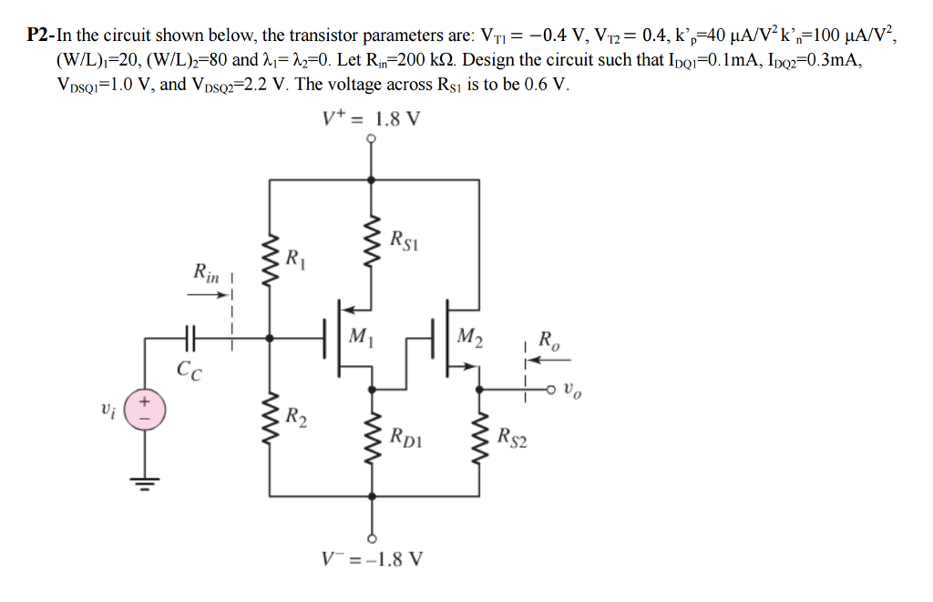Solved In the circuit shown below, the transistor parameters | Chegg.com