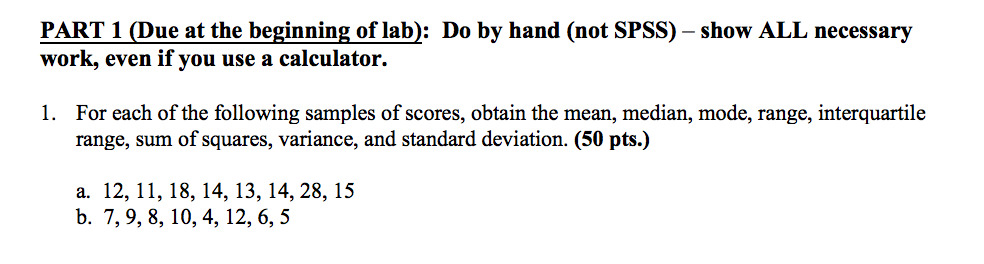 Solved For each of the following samples of scores, obtain | Chegg.com