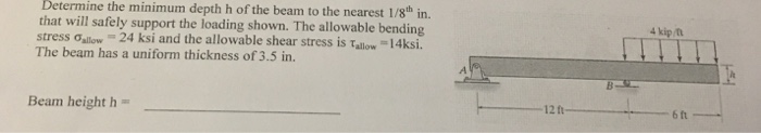Solved Determine the minimum depth h of the beam to the | Chegg.com