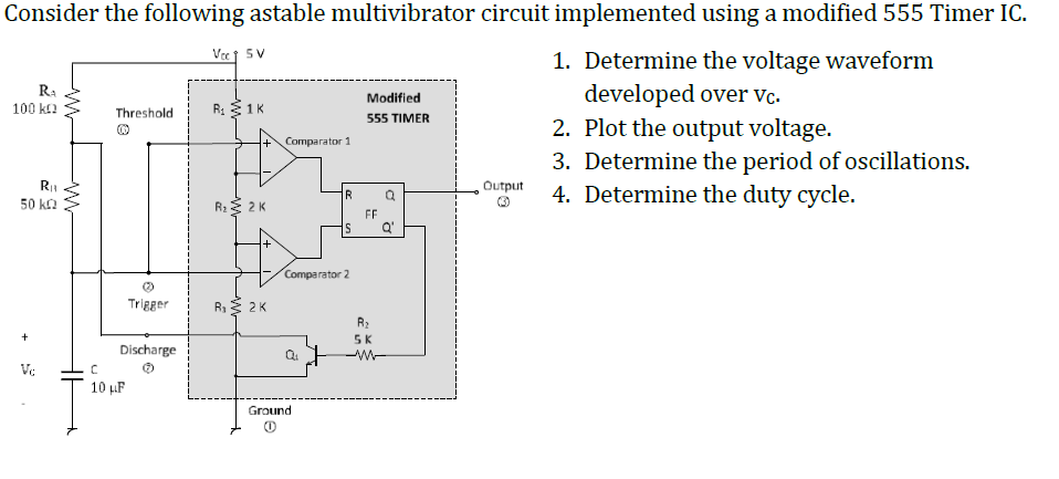 Solved Consider the following astable multivibrator circuit | Chegg.com
