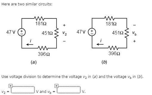 Solved Use voltage division to determine the voltage v2 in | Chegg.com
