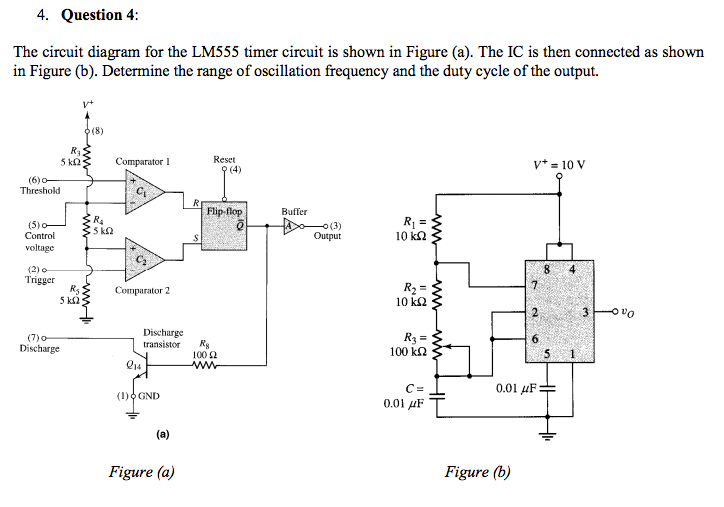 Solved 4. Question 4: The circuit diagram for the LM555 | Chegg.com