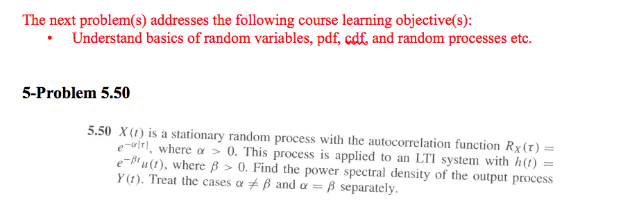 Solved X(t) is a stationary random process with the | Chegg.com