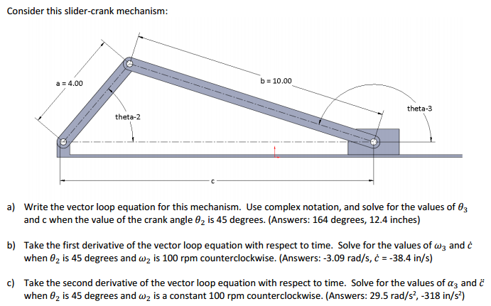 Solved Consider this slider-crank mechanism: a) Write the | Chegg.com