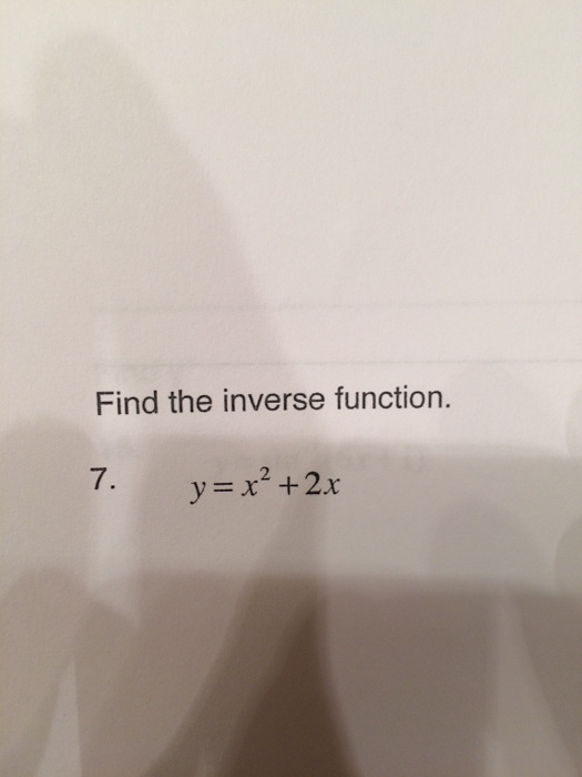 Solved Find the inverse function. y = x^2 + 2x | Chegg.com