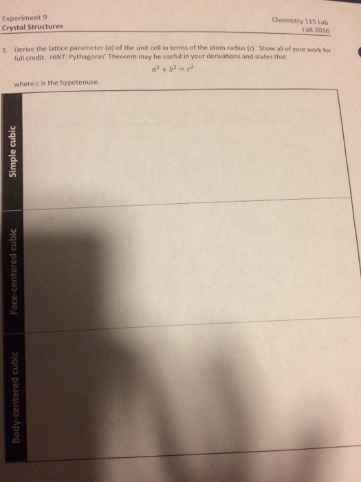 Solved Derive the lattice parameter (sigma) of the unit cell | Chegg.com