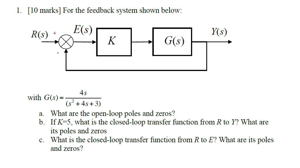 Solved For the feedback system shown below: with G(s) = | Chegg.com
