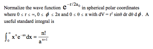 Normalize the wave function C in spherical polar | Chegg.com