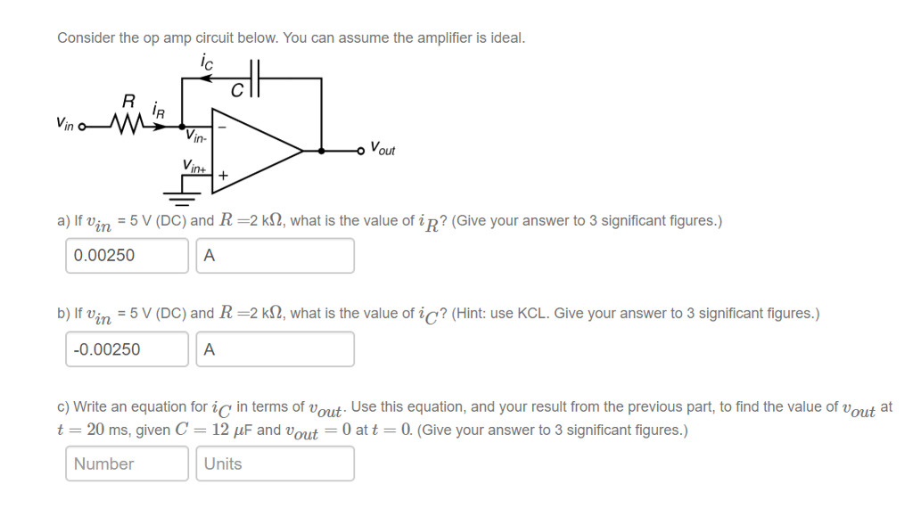 Solved Consider the op amp circuit below. Assume the | Chegg.com