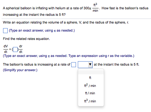 Solved A spherical balloon is inflating with helium at a | Chegg.com