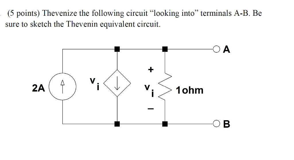 Solved (5 points) Thevenize the following circuit "looking | Chegg.com