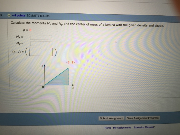 Solved Calculate the moments Mx and My and the center of | Chegg.com Solved Calculate the moments Mx and My and the center of | Chegg.com