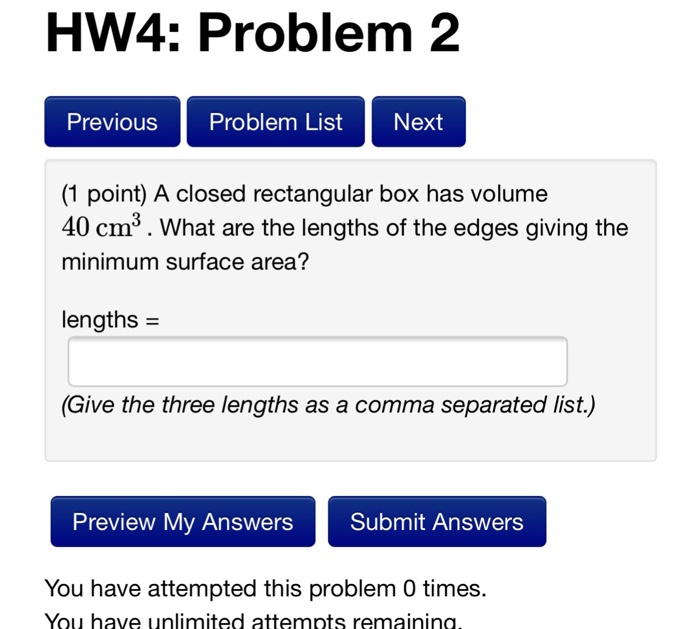 Solved A closed rectangular box has volume 40 cm^3. What are | Chegg.com Solved A closed rectangular box has volume 40 cm^3. What are | Chegg.com