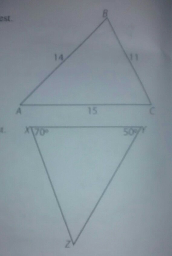 Solved list the angles of abc and xyz in order from smallest | Chegg.com