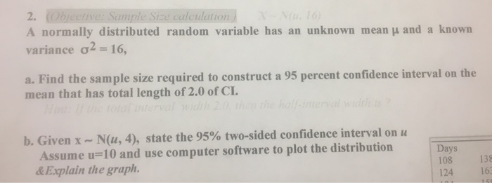 Solved A normally distributed random variable has an unknown | Chegg.com