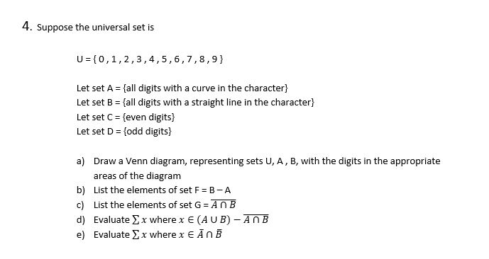 Solved Suppose the universal set is U = {0, 1, 2, 3, 4, 5, | Chegg.com Solved Suppose the universal set is U = {0, 1, 2, 3, 4, 5, | Chegg.com