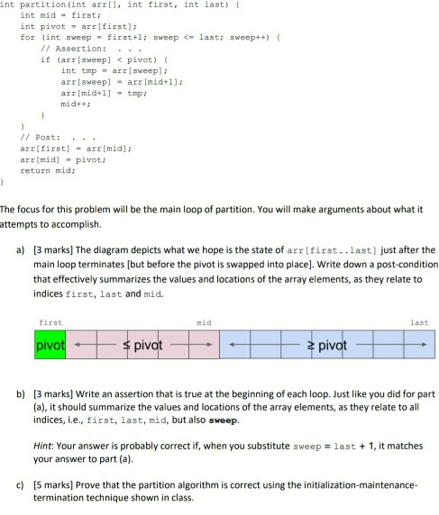 Solved int partition (int arr[), int first, int last) int | Chegg.com