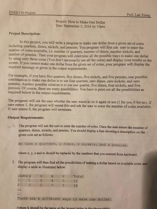 Solved ENEE150 Project Prof Lan Xian Project: How to Make | Chegg.com