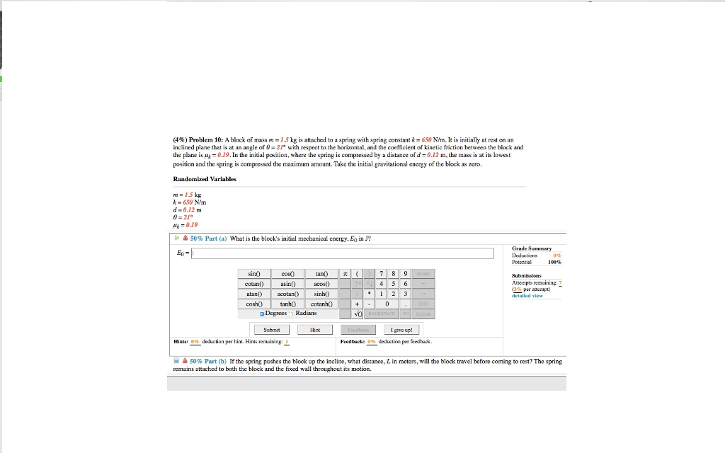 Solved: A Block Of Mass M = 1.5 Kg Is Attached To A Spring... | Chegg.com