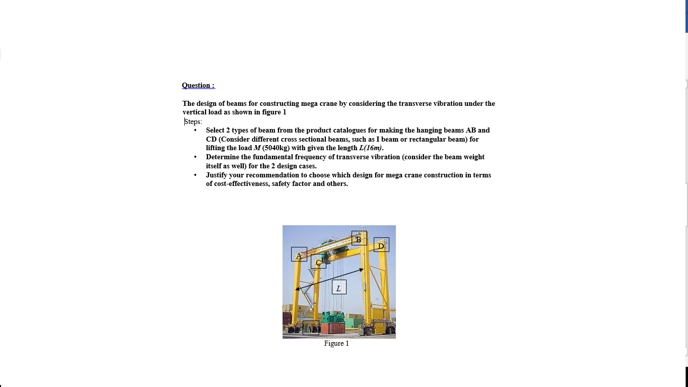 The design of beams for constructing mega crane by | Chegg.com