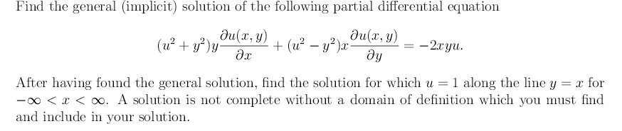 Find the general (implicit) solution of the following | Chegg.com
